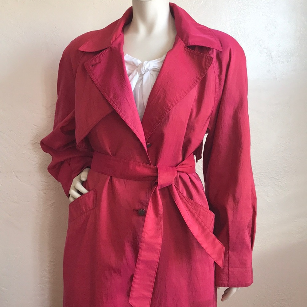 Vintage London Fog 1980s Raspberry Trench Coat - Gem